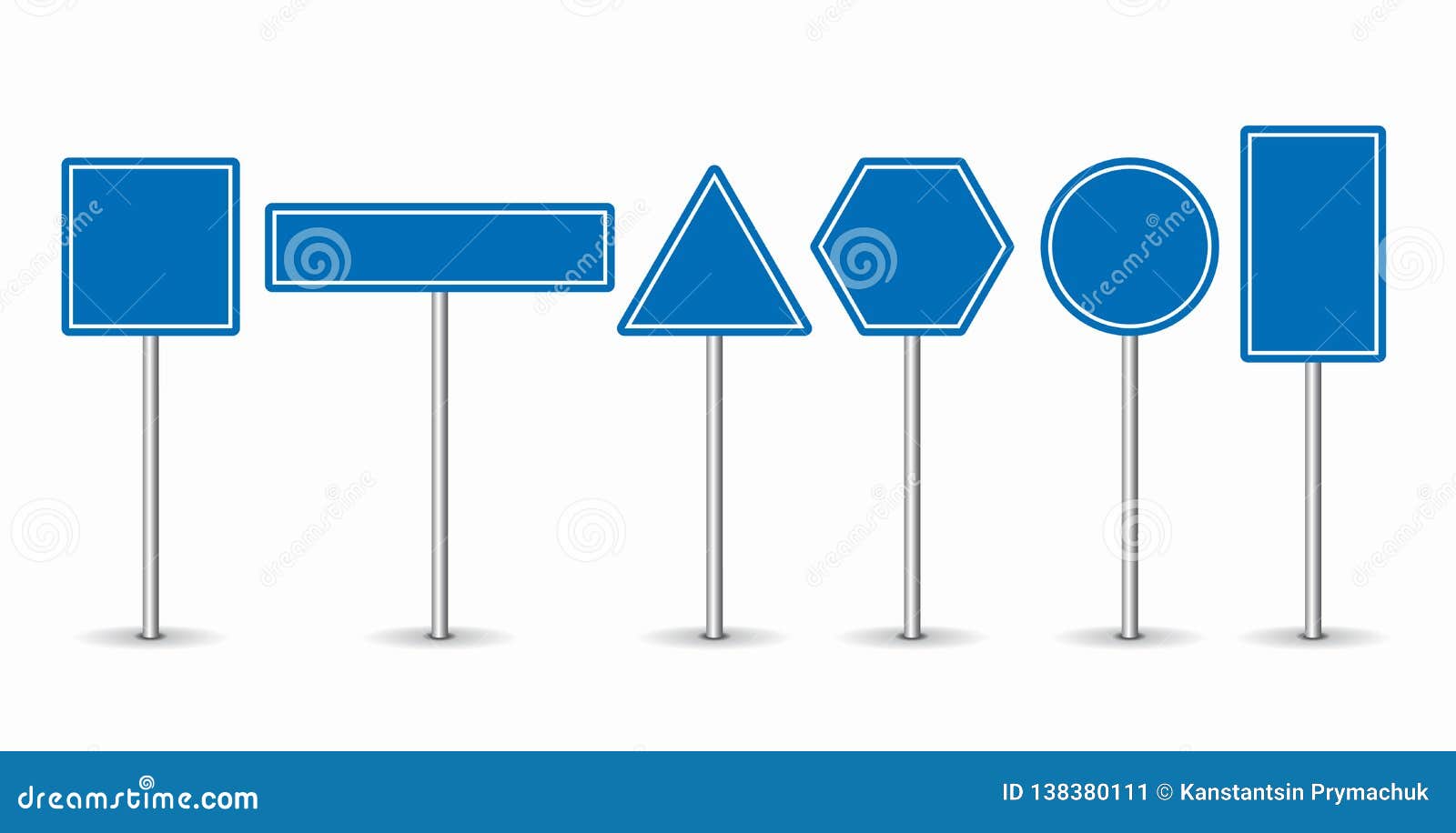 Set of Blue Road Signs on White Background. Vector Illustration. Stock ...