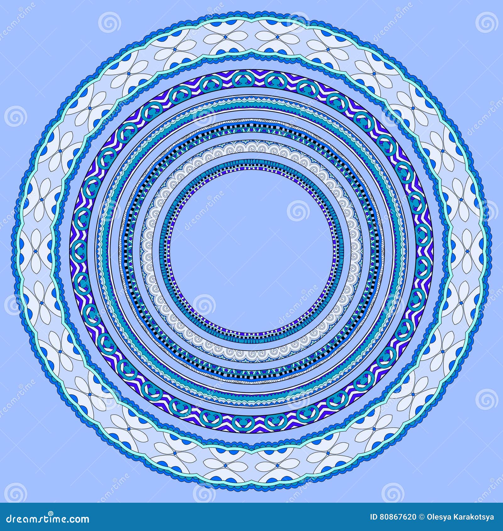 Set of Blue Round Geometrical Frames, Circle Border Ornament Stock ...