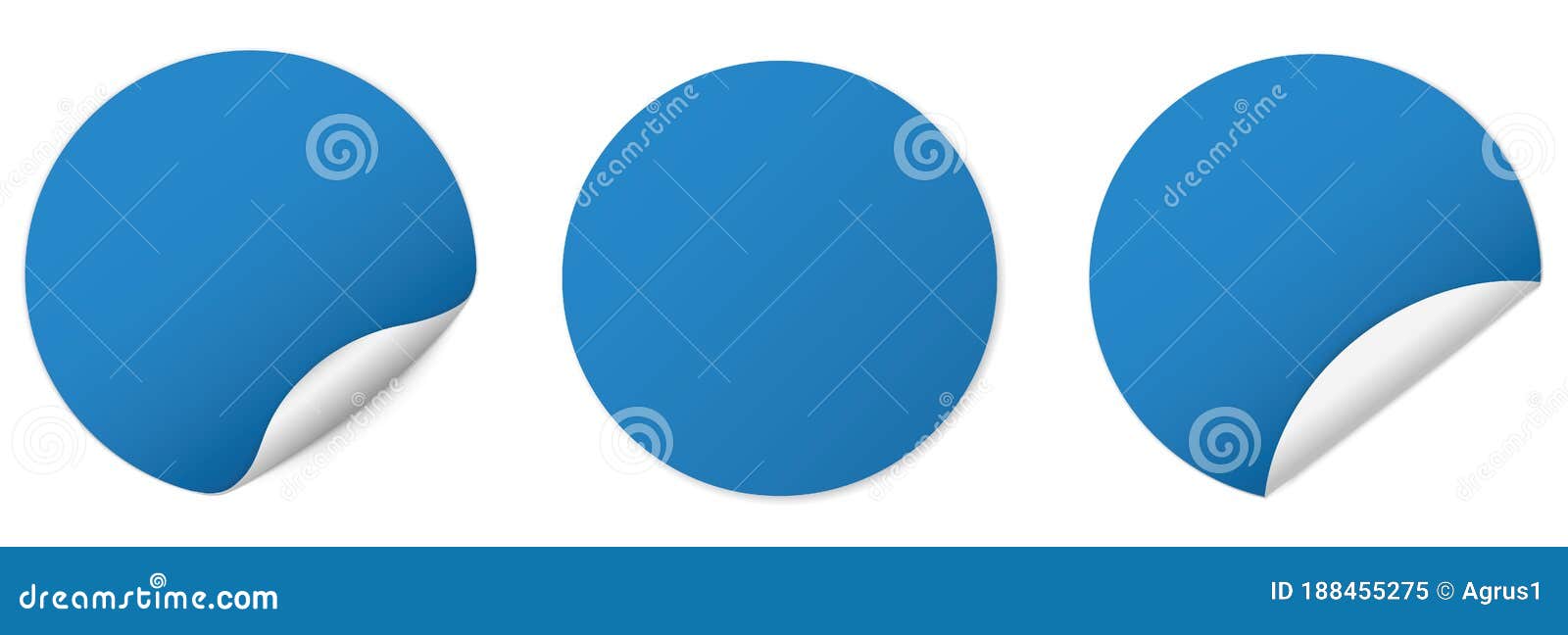 Set of Blue Round Sticker Banner on White Background Stock Vector ...