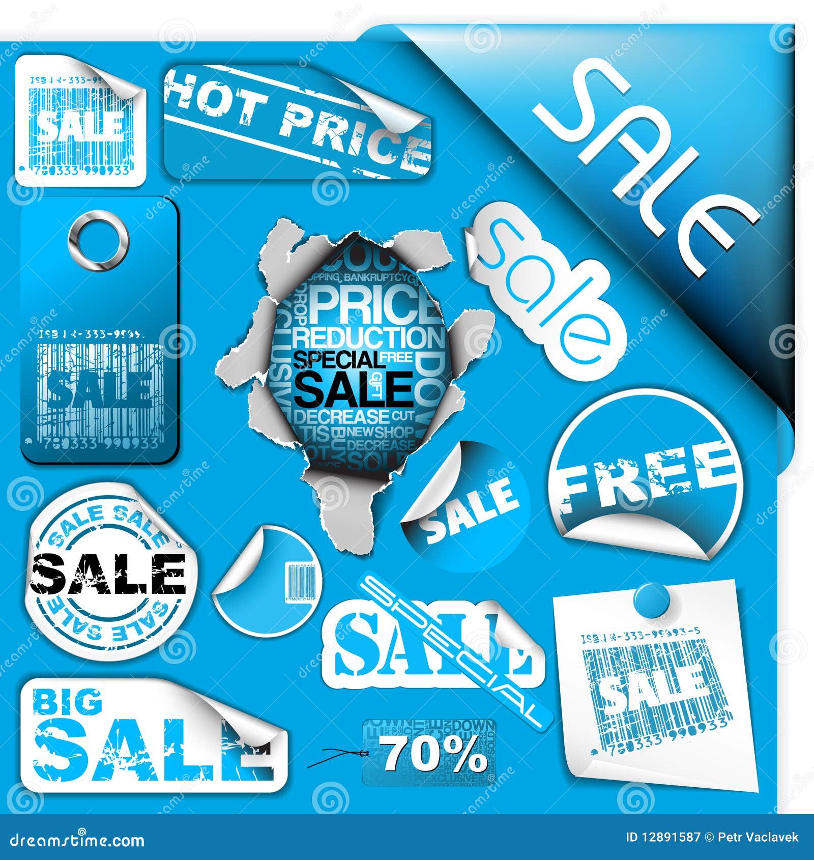 Set of Blue Sale Tickets, Labels, Stamps ... Stock Vector ...