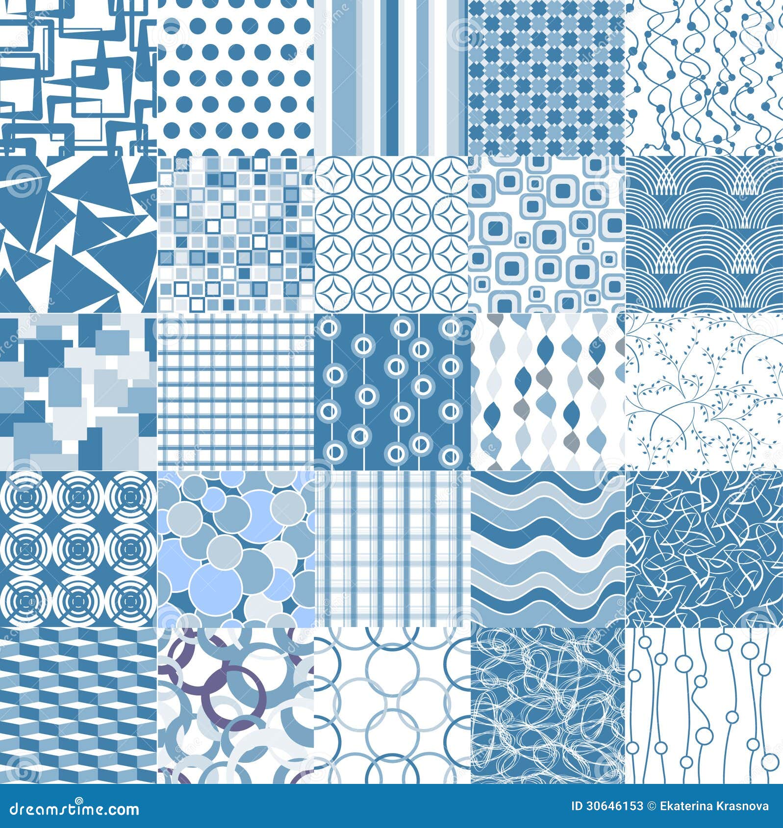Set of 25 Blue Seamless Patterns Stock Vector - Illustration of graphic ...