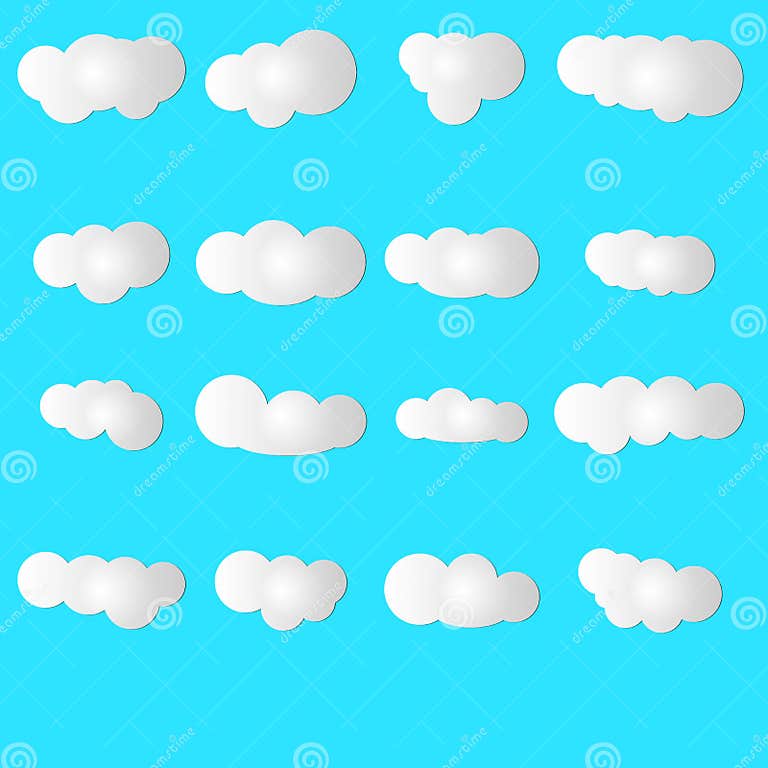 Set Of Blue Sky Clouds Cloud Icon Cloud Shape Stock Vector