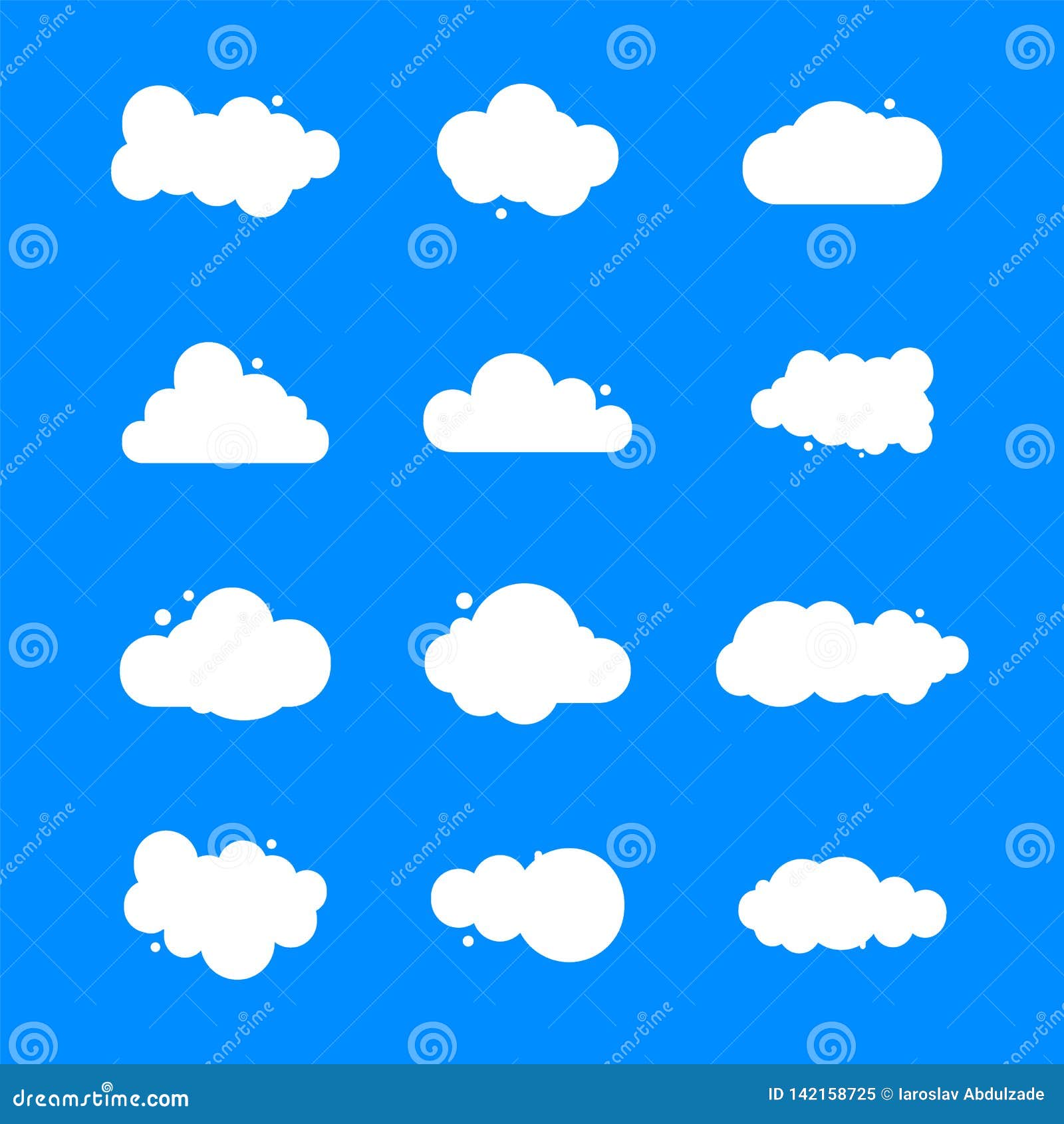 Set Of Blue Sky Clouds Cloud Icon Cloud Shape Stock Illustration