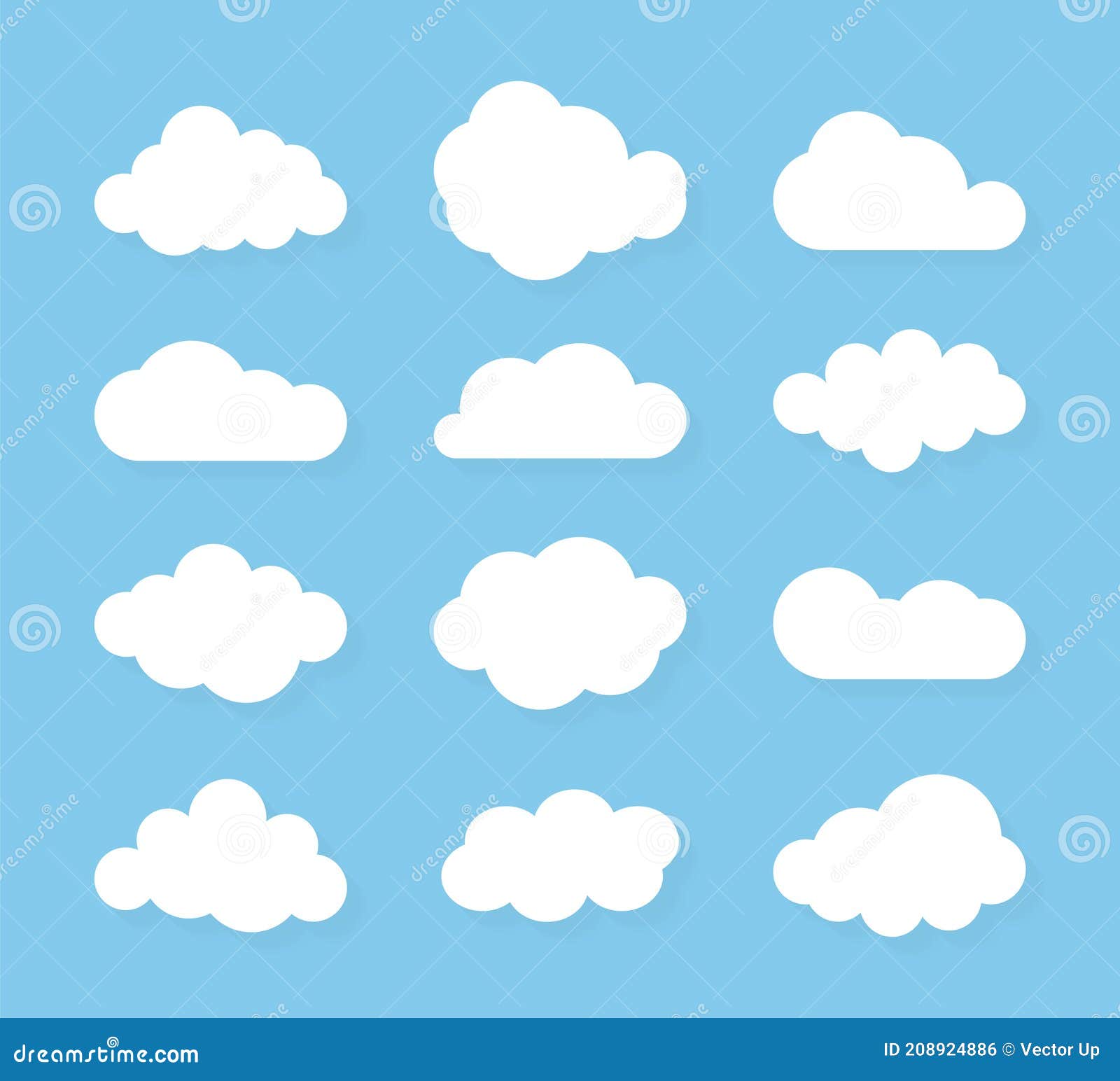 Set Of Blue Sky Clouds Cloud Icon Cloud Shape Set Of Different