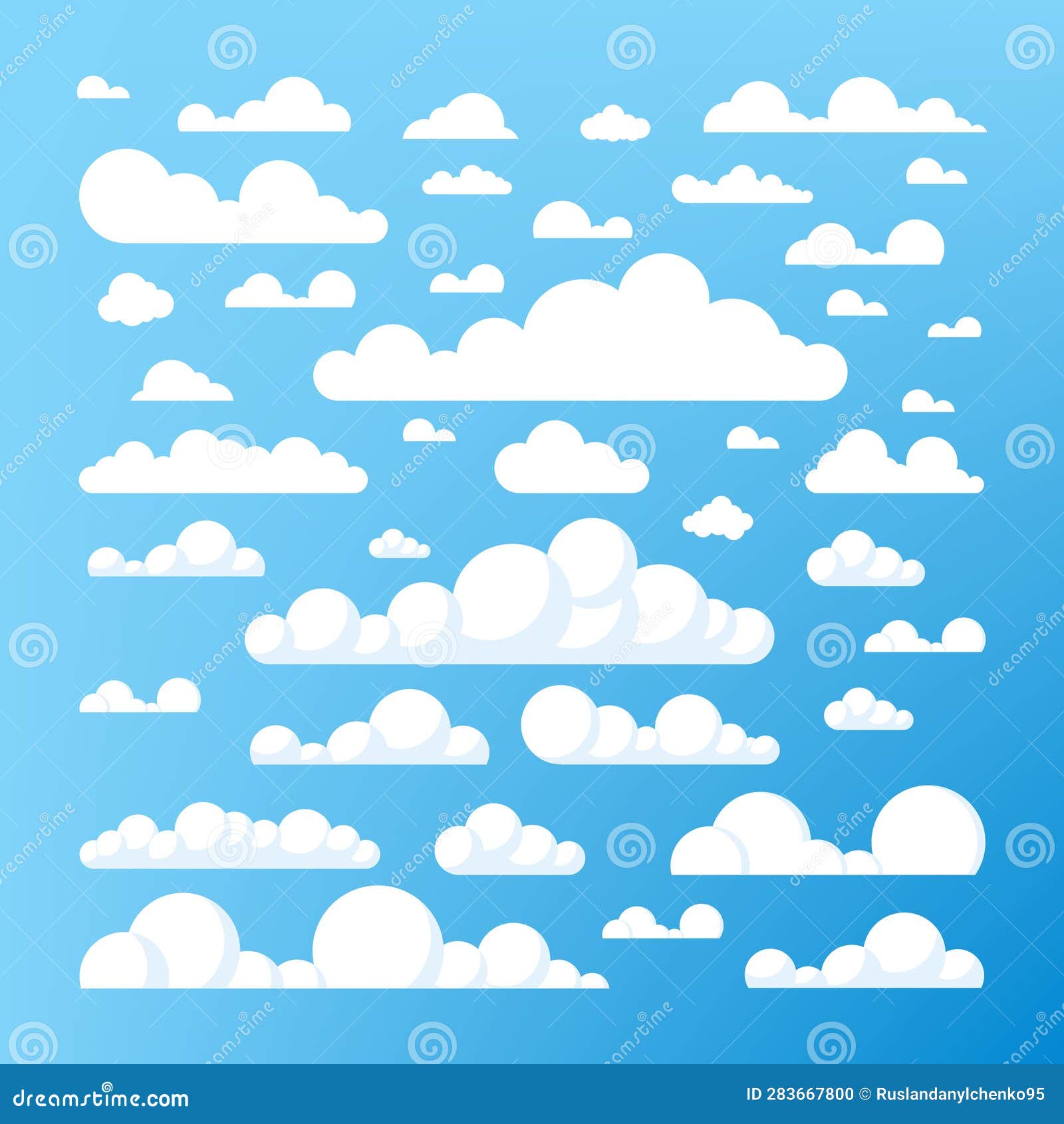 Set Of Blue Sky Clouds Cloud Icon Cloud Shape Set Of Different