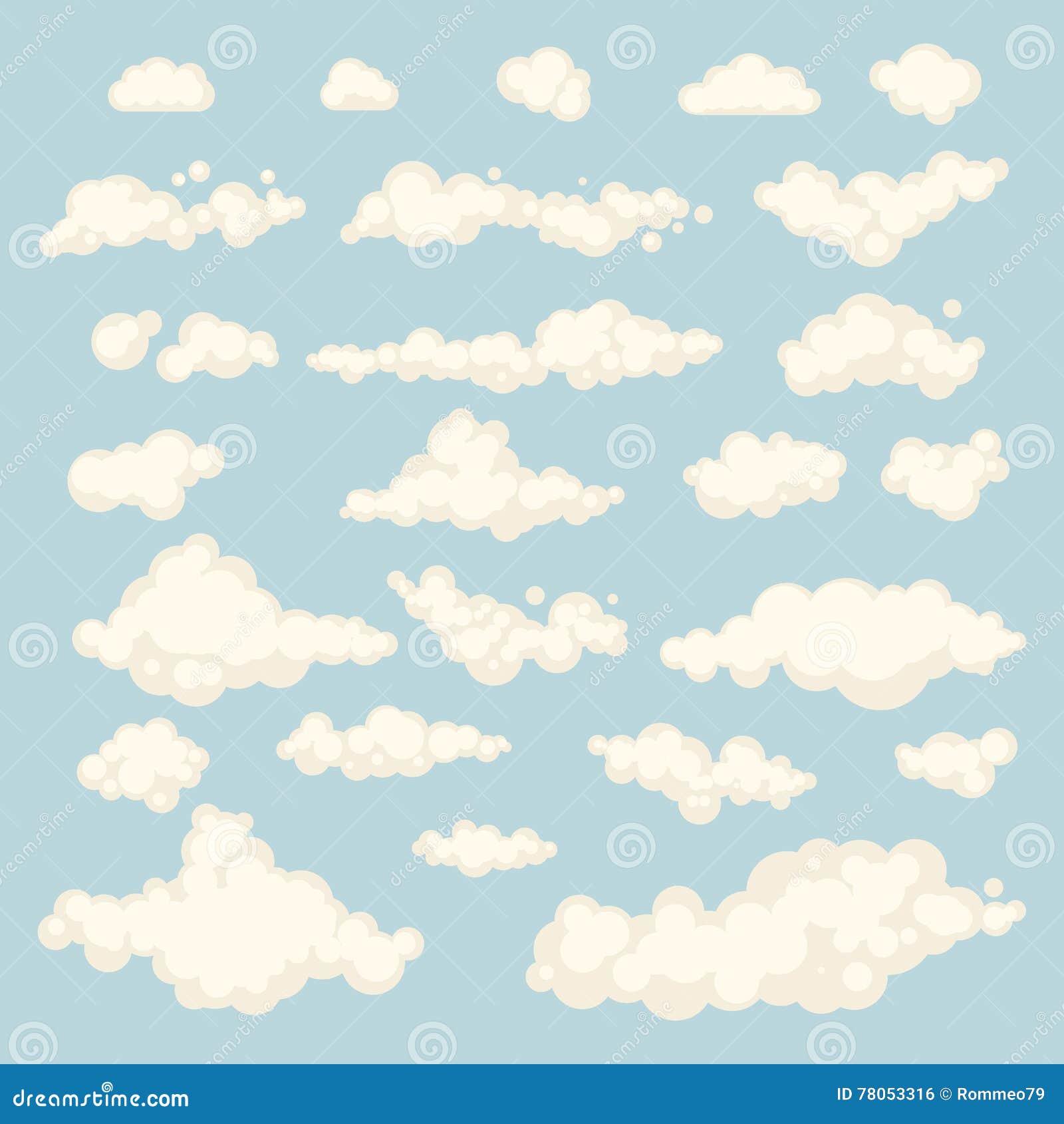 Set of Blue Sky, Clouds. Icon Shape. Different. Collection Label ...