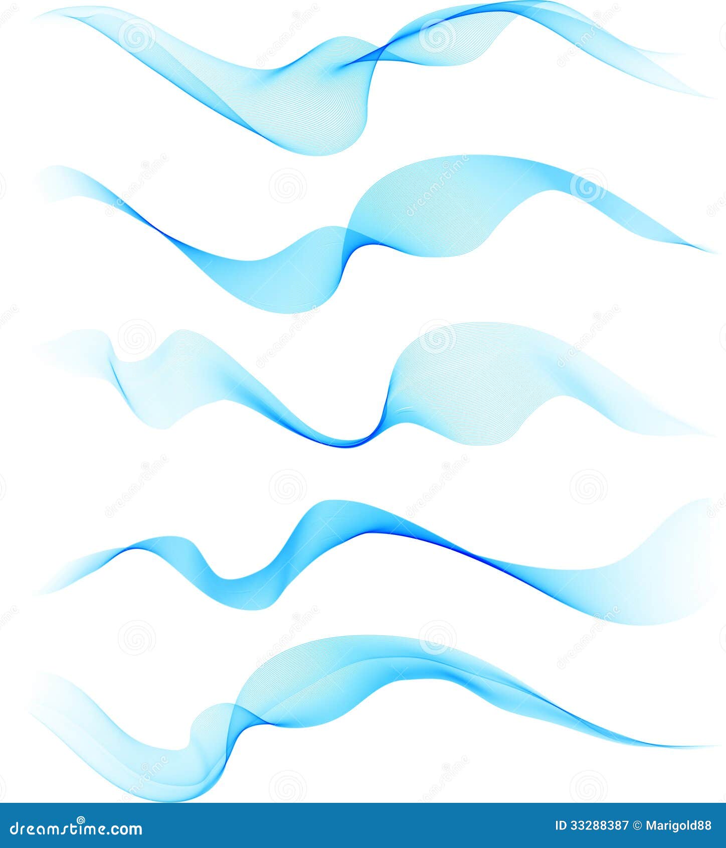 Set of Blue Smoke Wave Design Element Stock Vector - Illustration of ...
