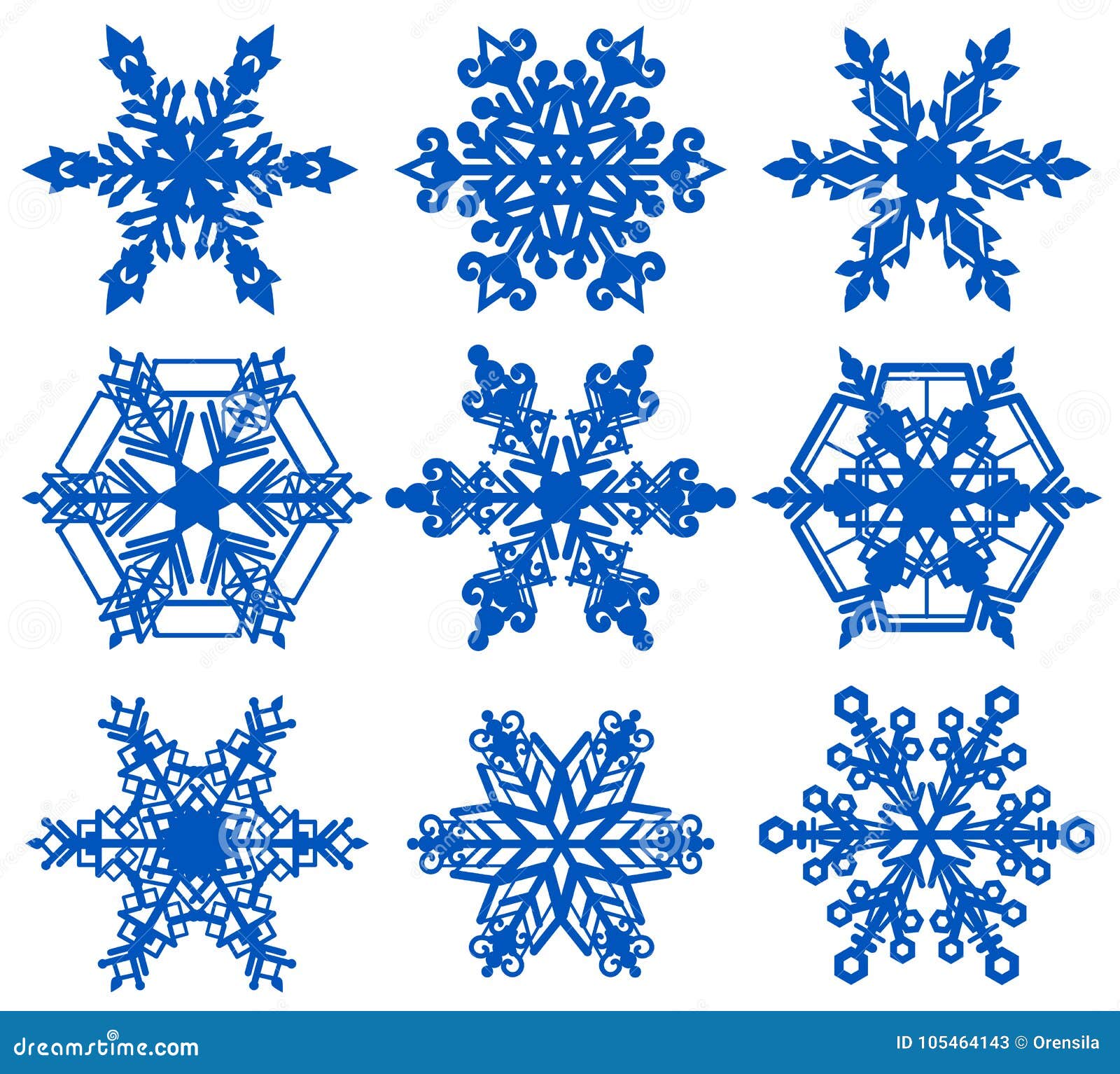 Set Blue Snowflake Crystal Ice Stock Vector - Illustration of symbol ...