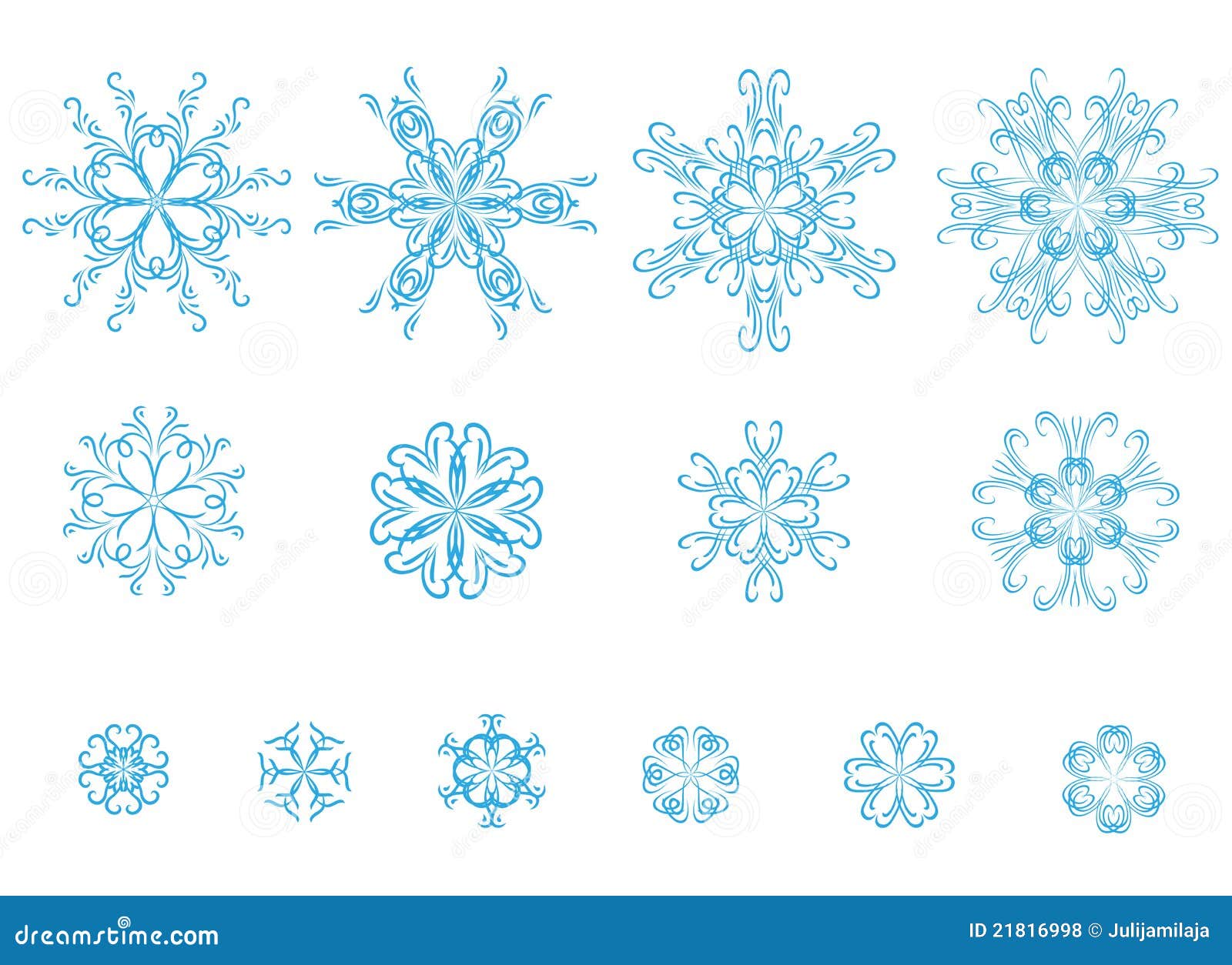 Set of blue snowflakes stock vector. Illustration of shape - 21816998