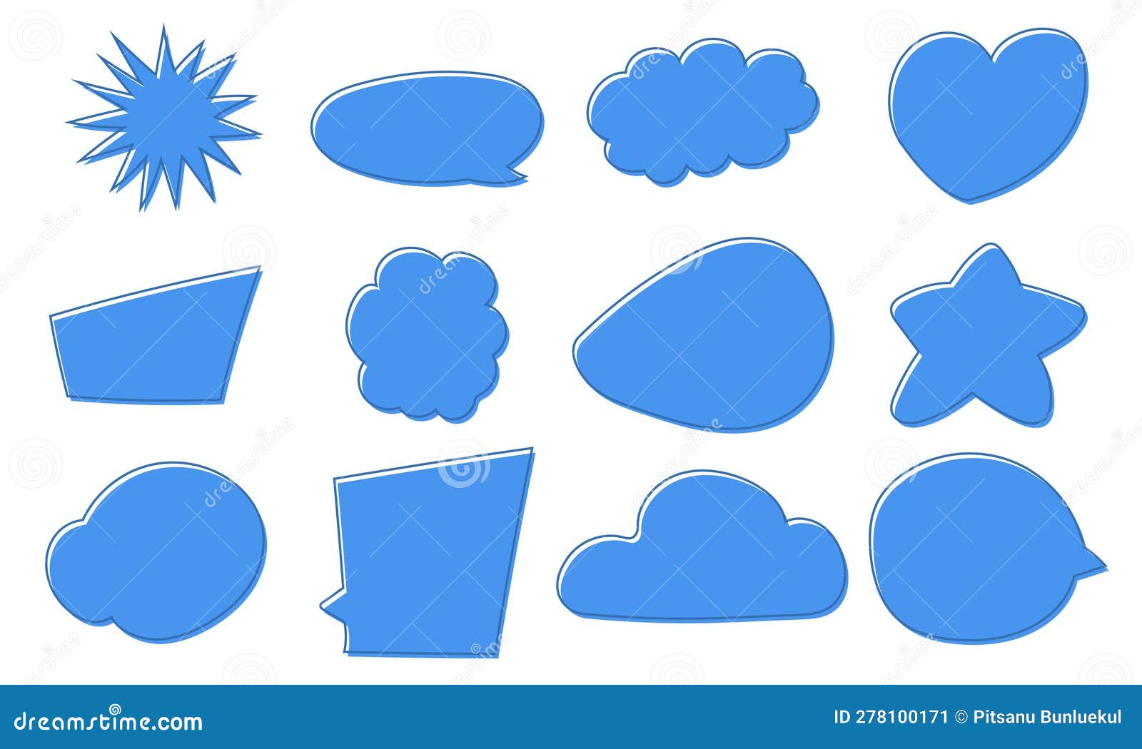 Set of Blue Speech Bubbles. Hand Drawn Style Stock Vector ...