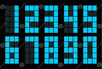 Set of Blue Square Digital Number Stock Vector - Illustration of minute ...