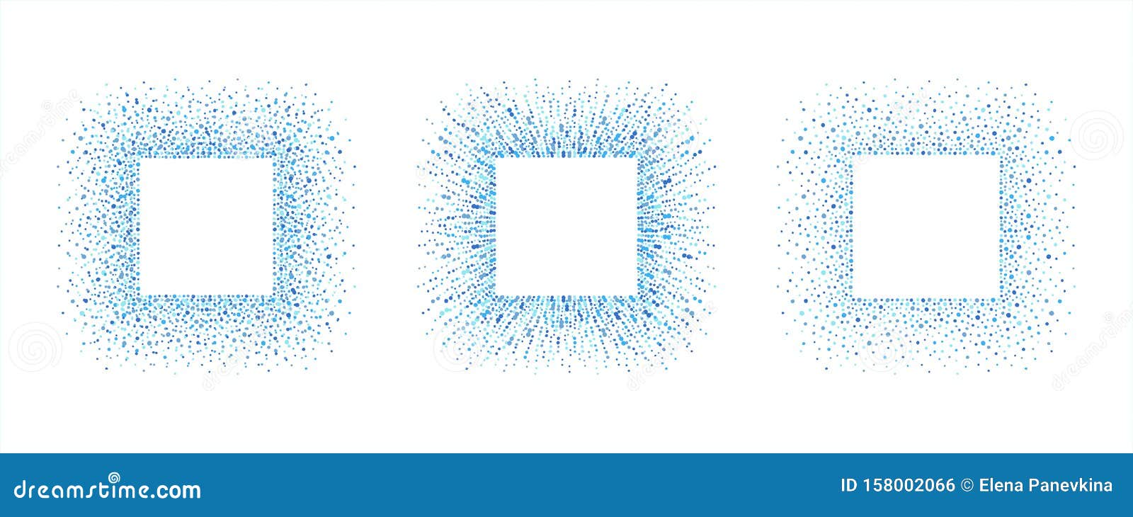 Set of Blue Square Dot Frames Made of Dots, Round Spots Stock Vector ...