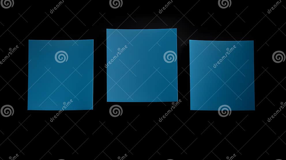 Set of Blue Square Paper Notes on a Black Background. Brainstorming ...
