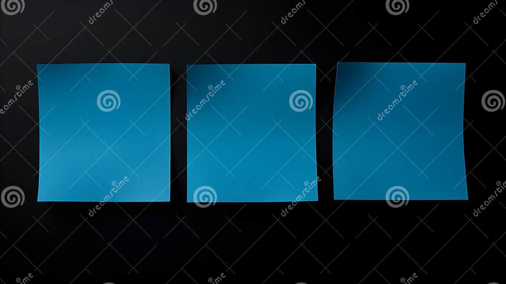 Set of Blue Square Paper Notes on a Black Background. Brainstorming ...