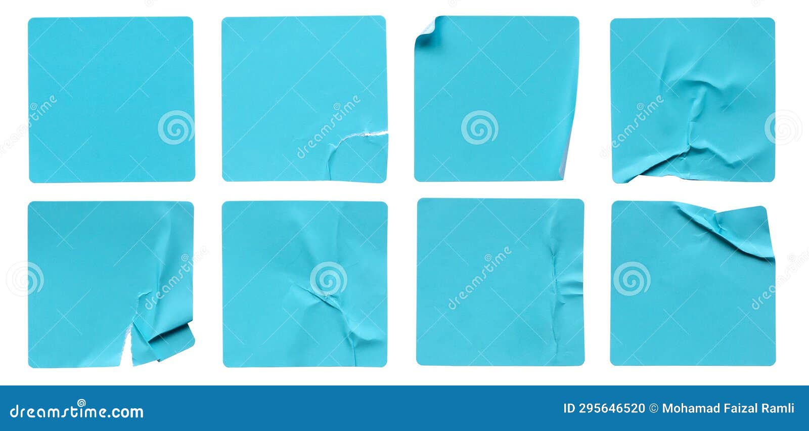 A Set of Blue Square Paper Sticker Label Isolated on White Background ...