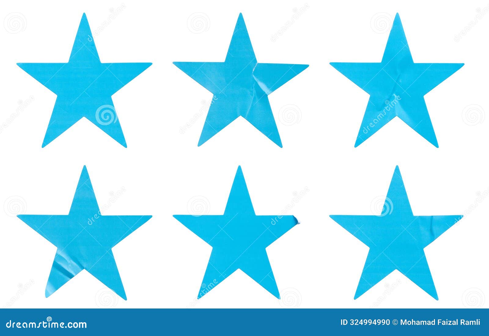 A Set of Blue Star Shape Paper Sticker Label Isolated on White ...
