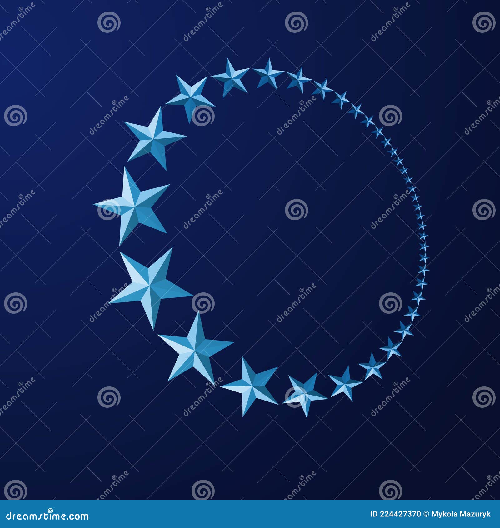Set with Blue Stars in Circle. Abstract Background with Perspective ...