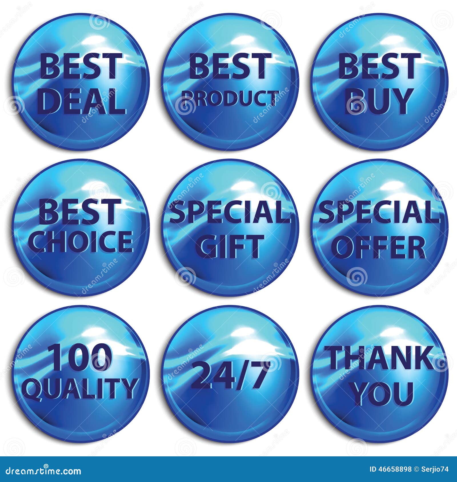 Set of Blue Stickers on White Background. Stock Vector - Illustration ...