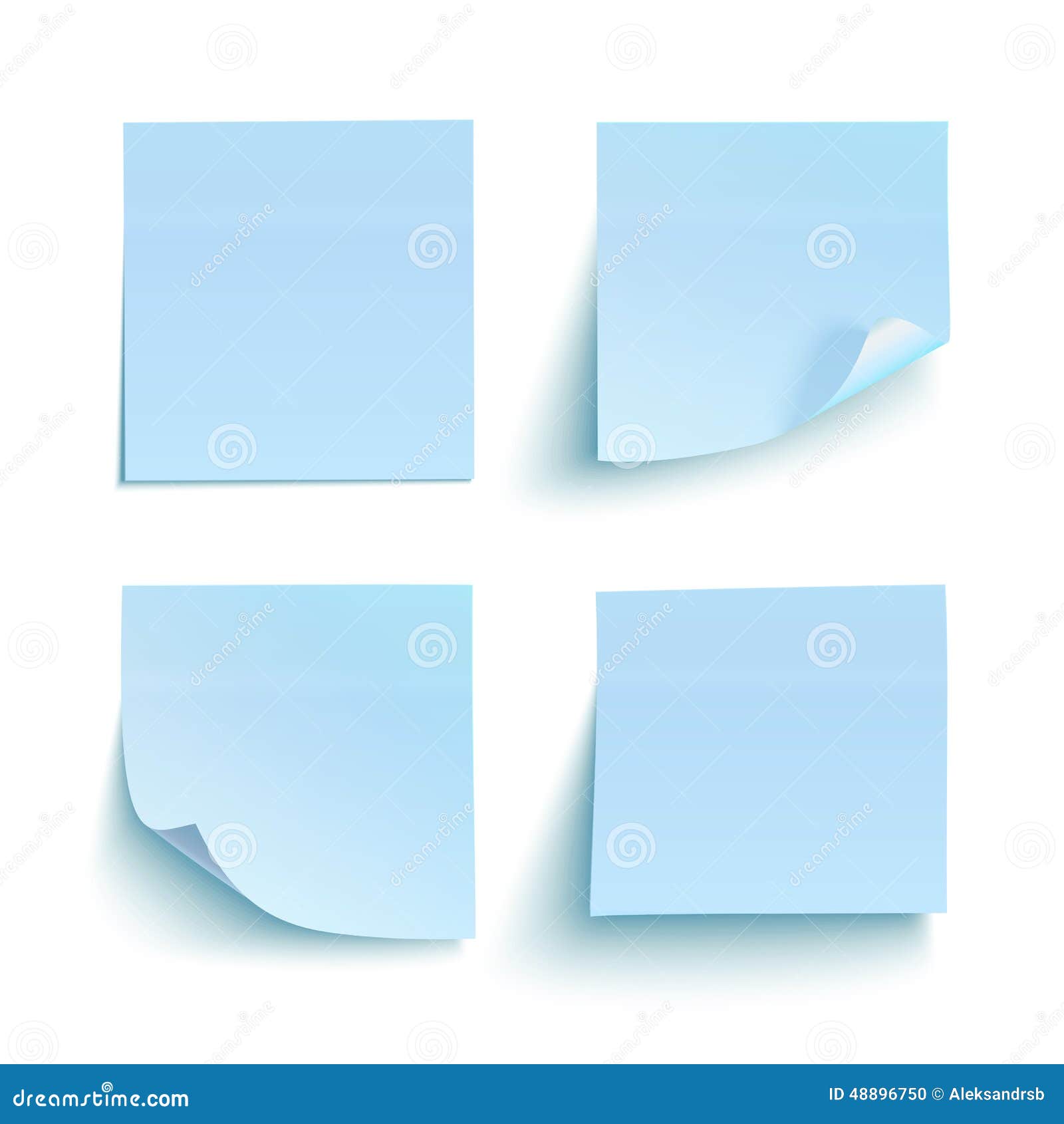 Set of blue sticky notes stock vector. Illustration of note - 48896750