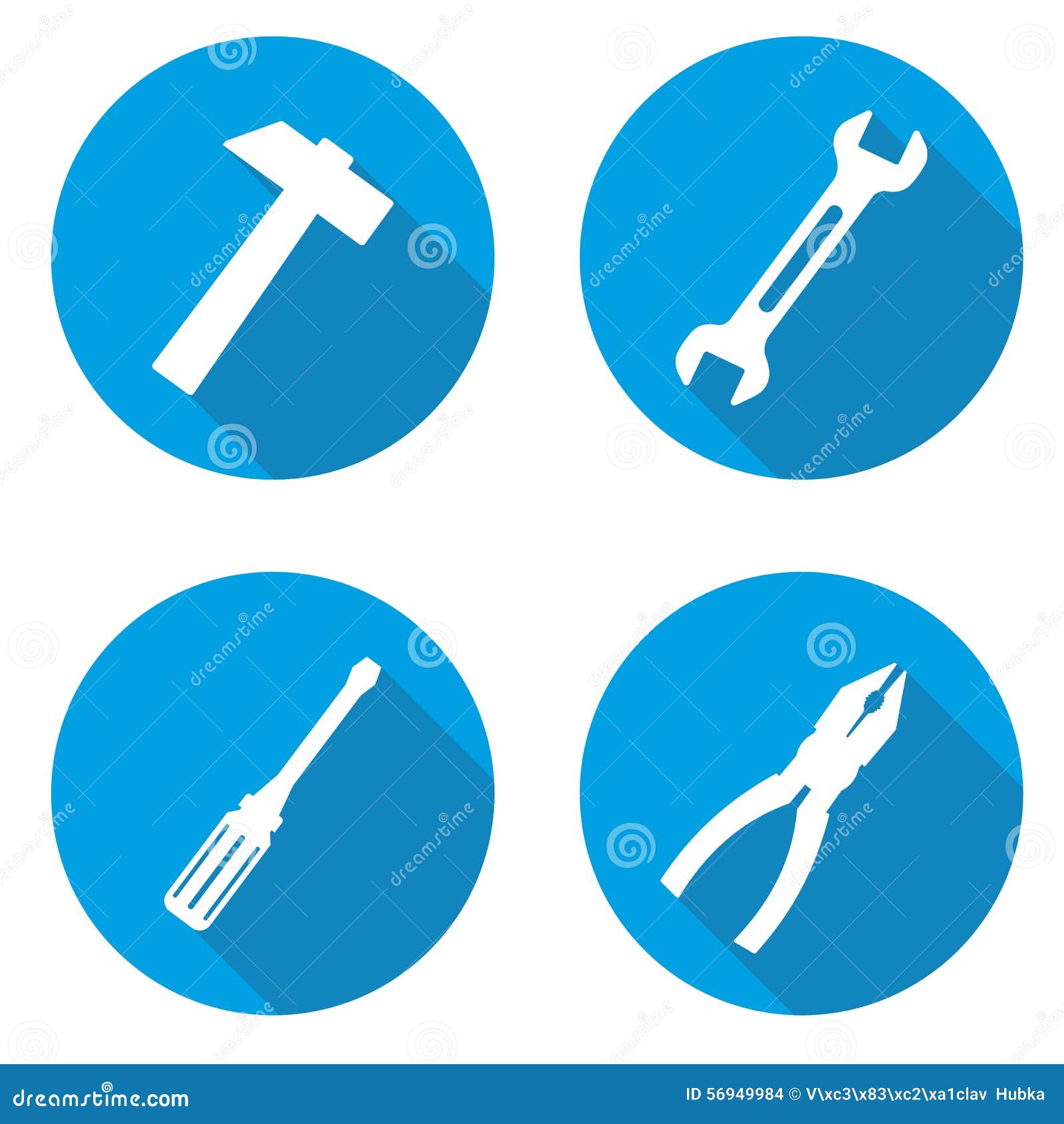 Set blue tools icons stock illustration. Illustration of apparatus ...