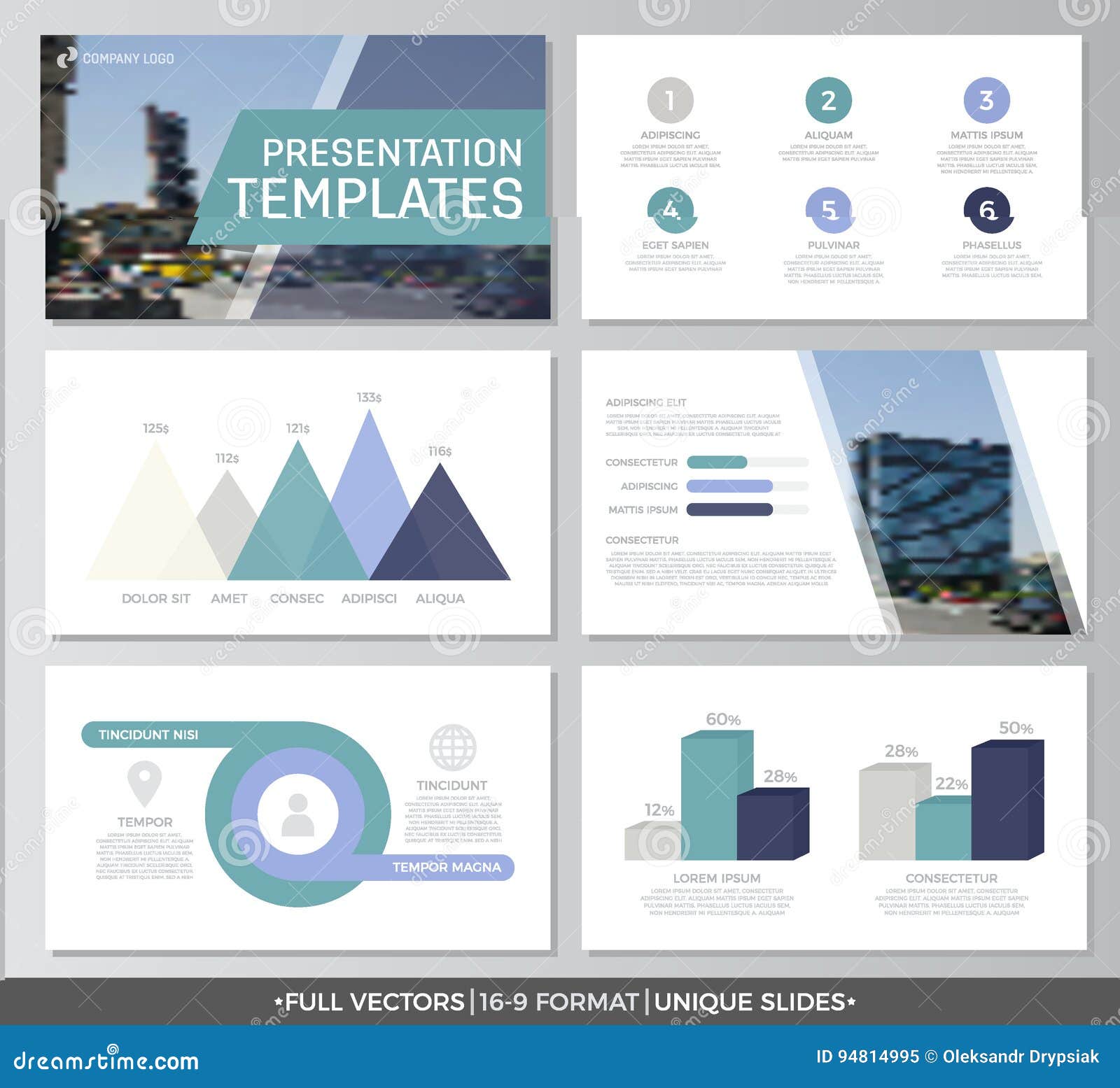 Set of Blue and Turquoise Elements for Multipurpose Presentation ...