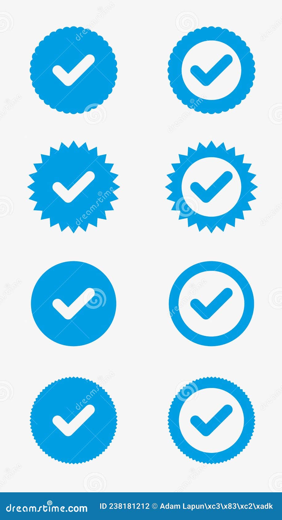 Set of Blue Vector Approval Verification Icons. Stock Vector ...
