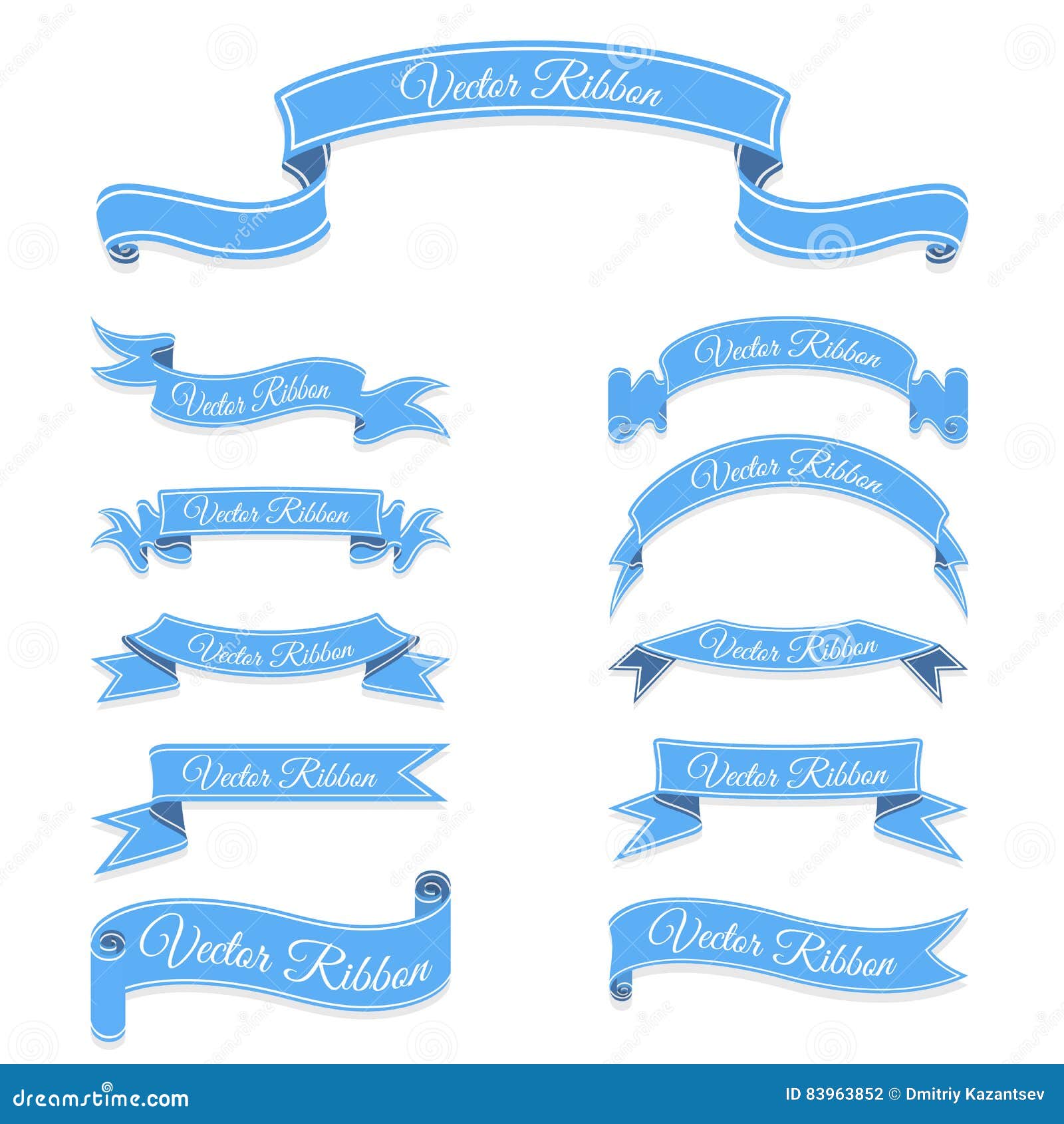 Set of Blue Vector Banner Ribbons. Stock Vector - Illustration of frame ...