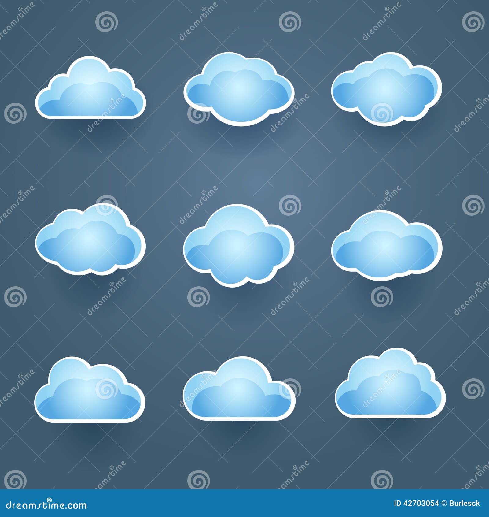 Set of Blue Vector Cloud Icons Stock Vector - Illustration of forecast ...
