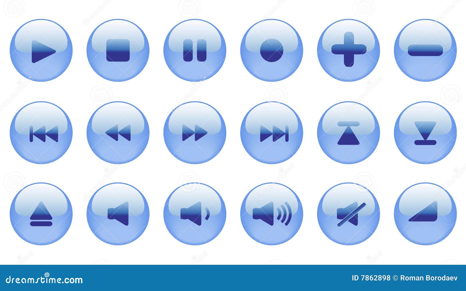 Player Button Set Vector Play Cound Music Control Symbol Stop Icon ...