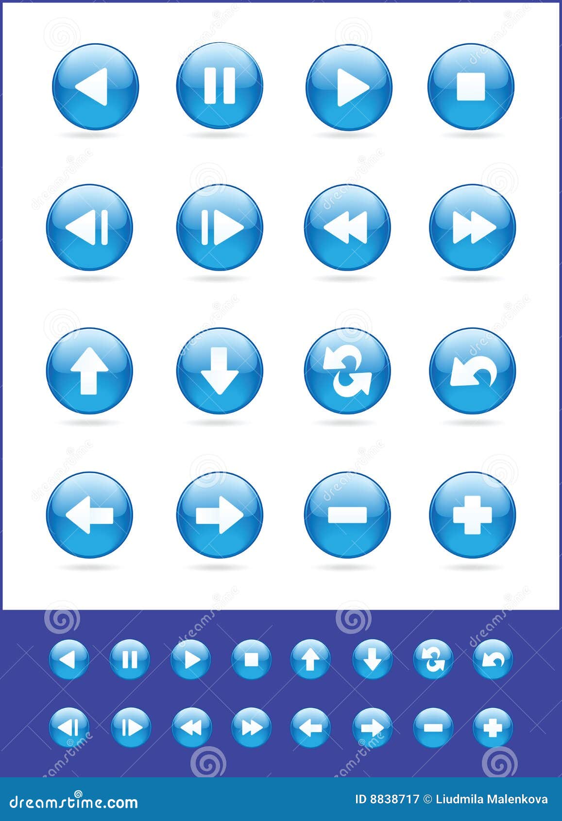 Set of blue vector icons stock vector. Illustration of icons - 8838717