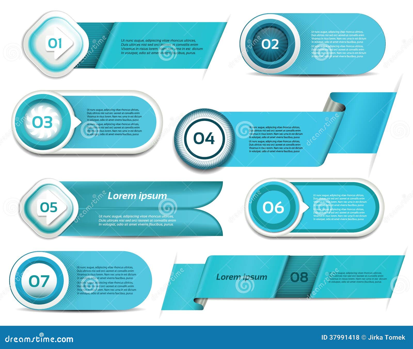 Set of Blue Vector Progress, Version, Step Icons. Stock Vector ...