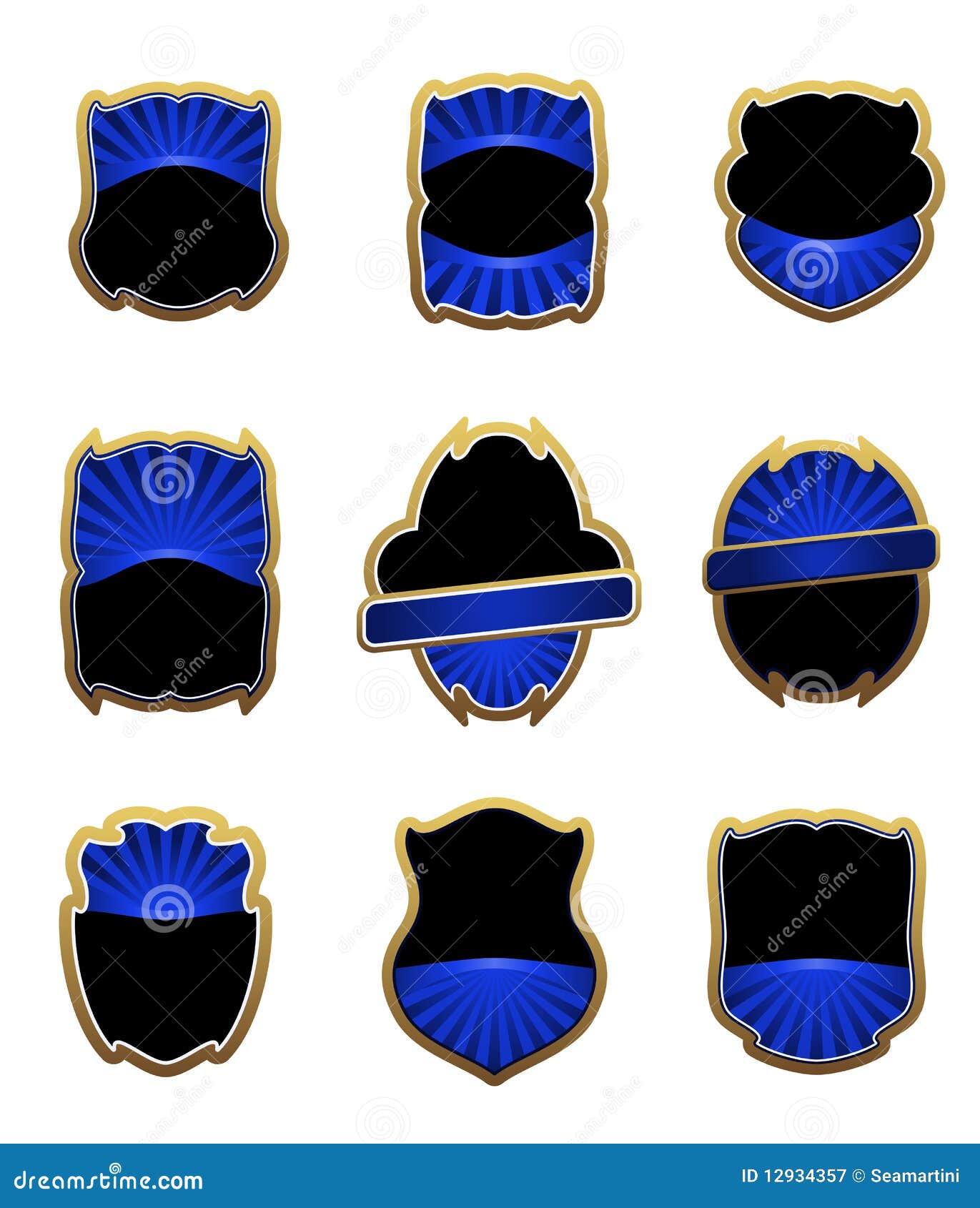 Set of blue vintage labels stock vector. Illustration of black - 12934357