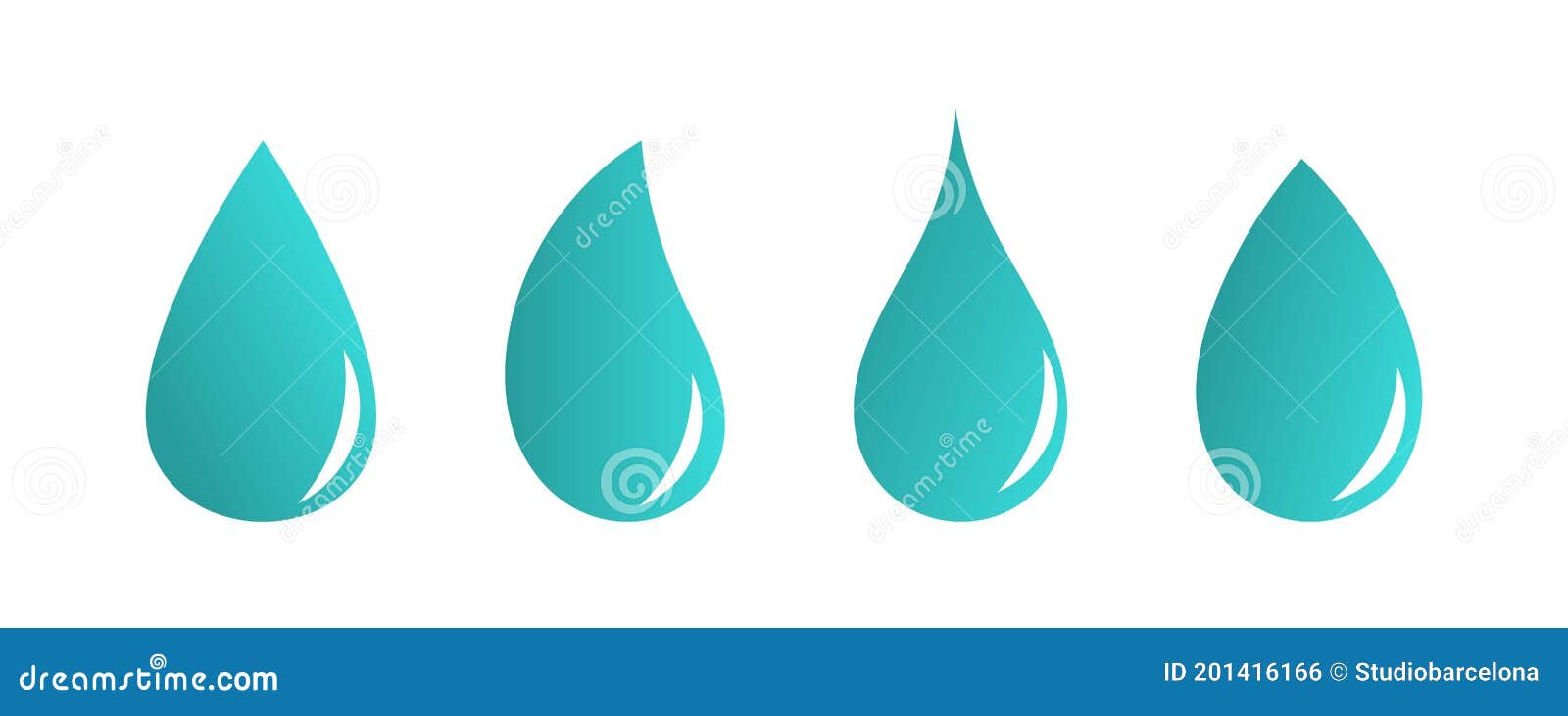 Set of Blue Water Drops Shapes Stock Vector - Illustration of liquid ...