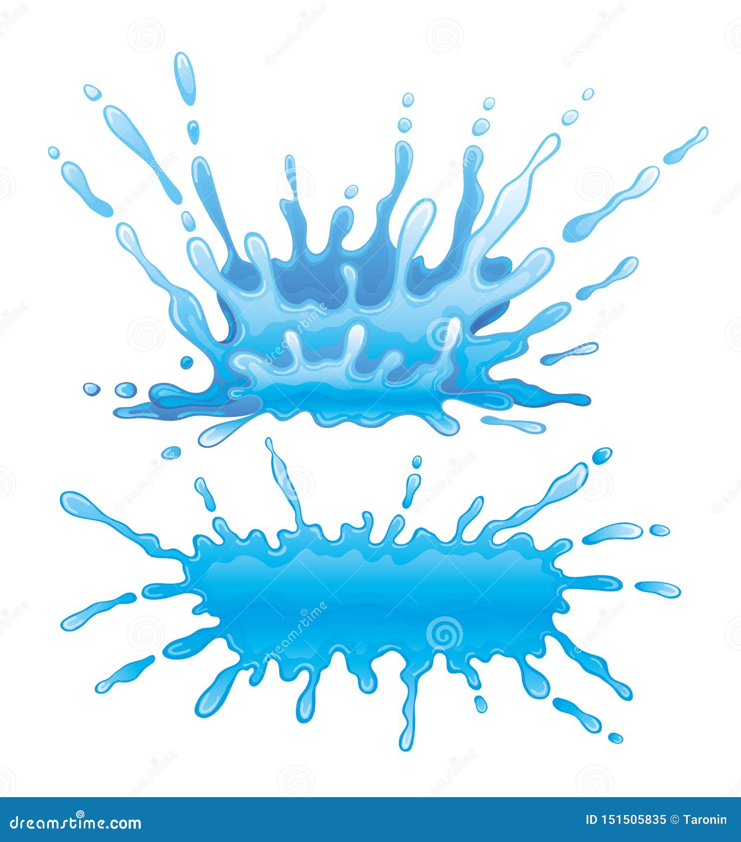 Set of blue water splash. stock vector. Illustration of design - 151505835