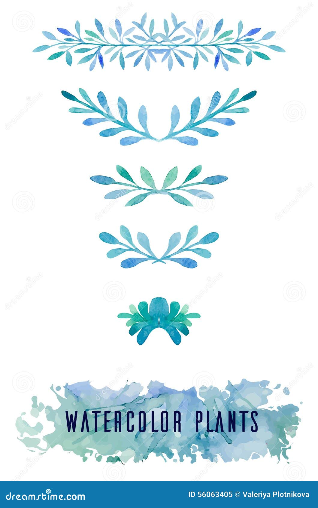 Watercolor Plants Vector Illustration | CartoonDealer.com #51799030