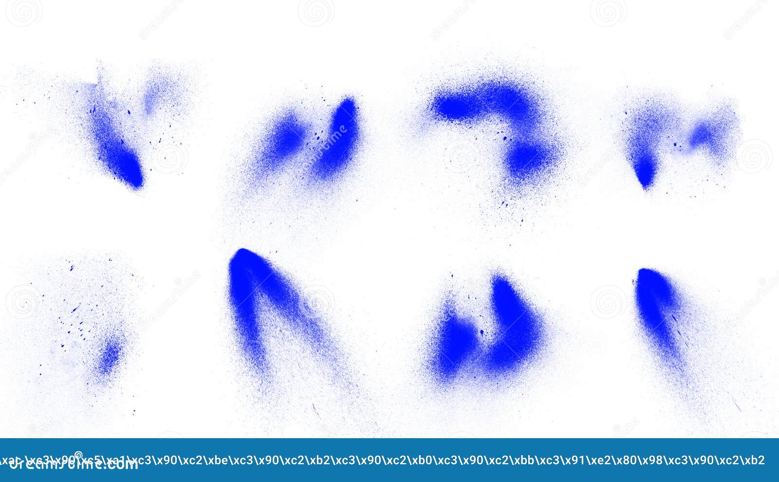 Set of Blue Watercolor Splash Brushes Stock Illustration - Illustration ...