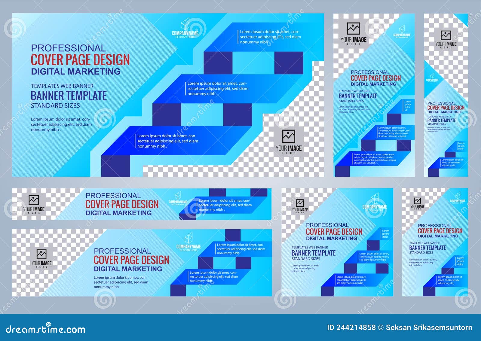 Set of Blue Web Banners Templates, Coverpage Stock Vector ...