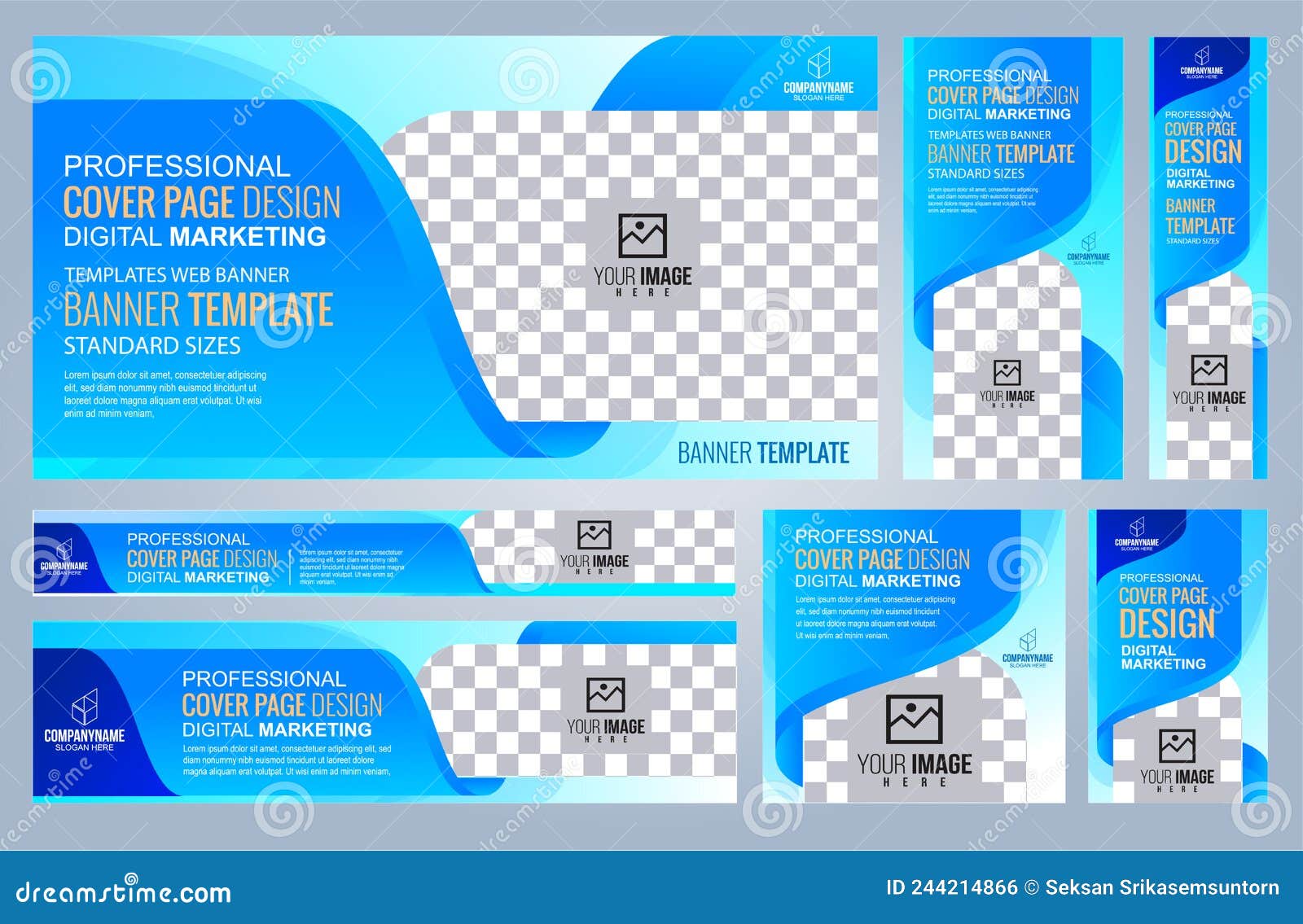 Set of Blue Web Banners Templates, Coverpage Stock Vector ...