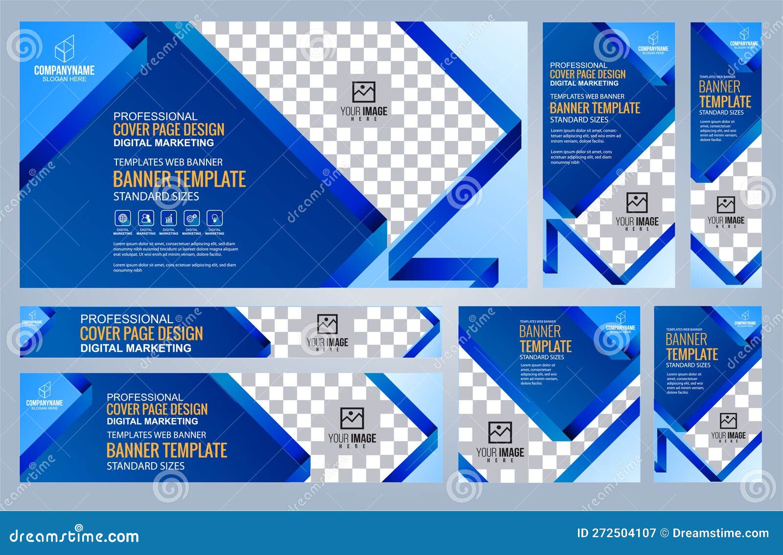Set of Blue Web Banners Templates, Coverpage Stock Vector ...