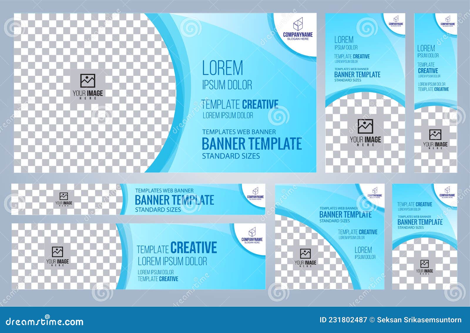 Set of Blue Web Banners Templates, Standard Sizes with Space. Stock ...