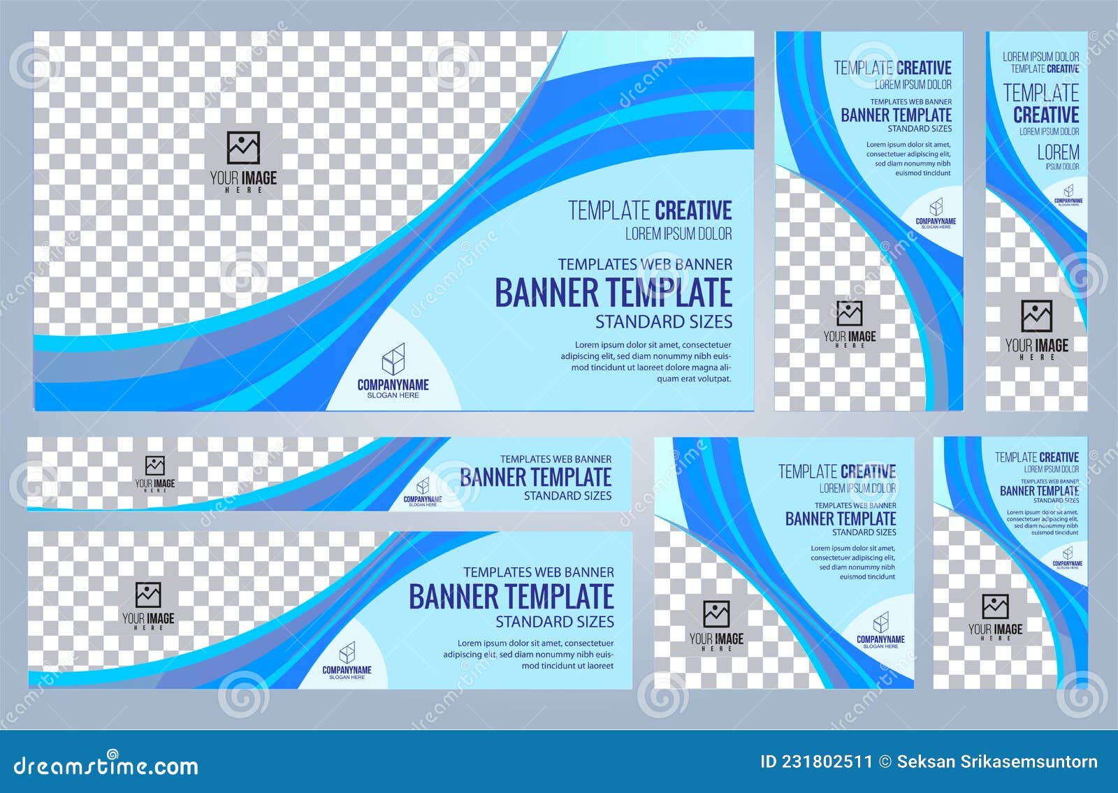 Set of Blue Web Banners Templates, Standard Sizes with Space. Stock ...