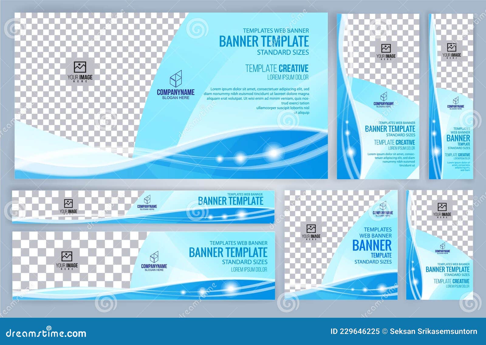 Set of Blue Web Banners Templates, Standard Sizes with Space. Stock ...