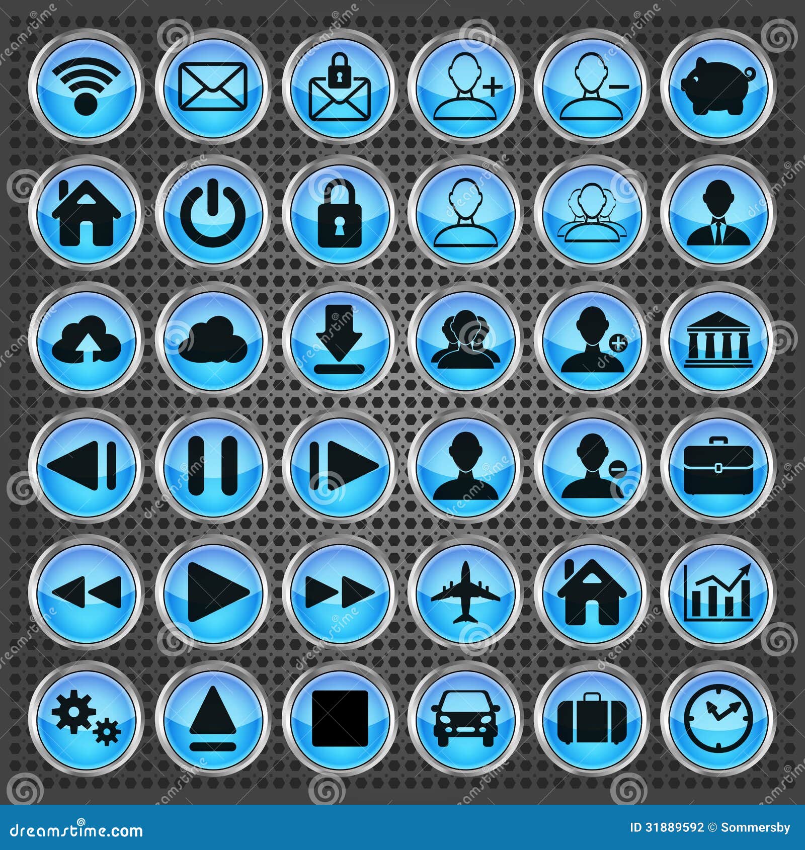 Set of Blue Web, Multimedia and Business Icons Stock Vector ...
