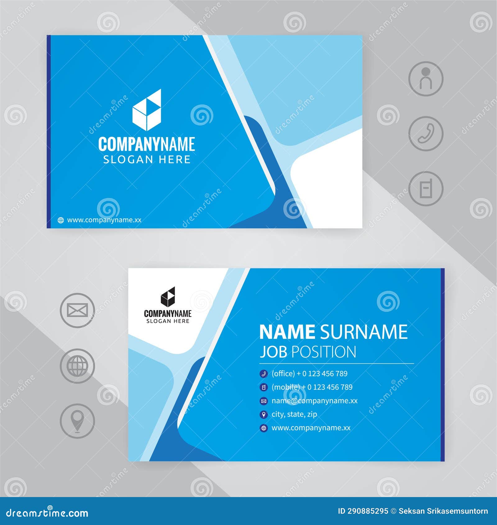 Set of Blue and White Modern Corporate Business Card Design Stock ...