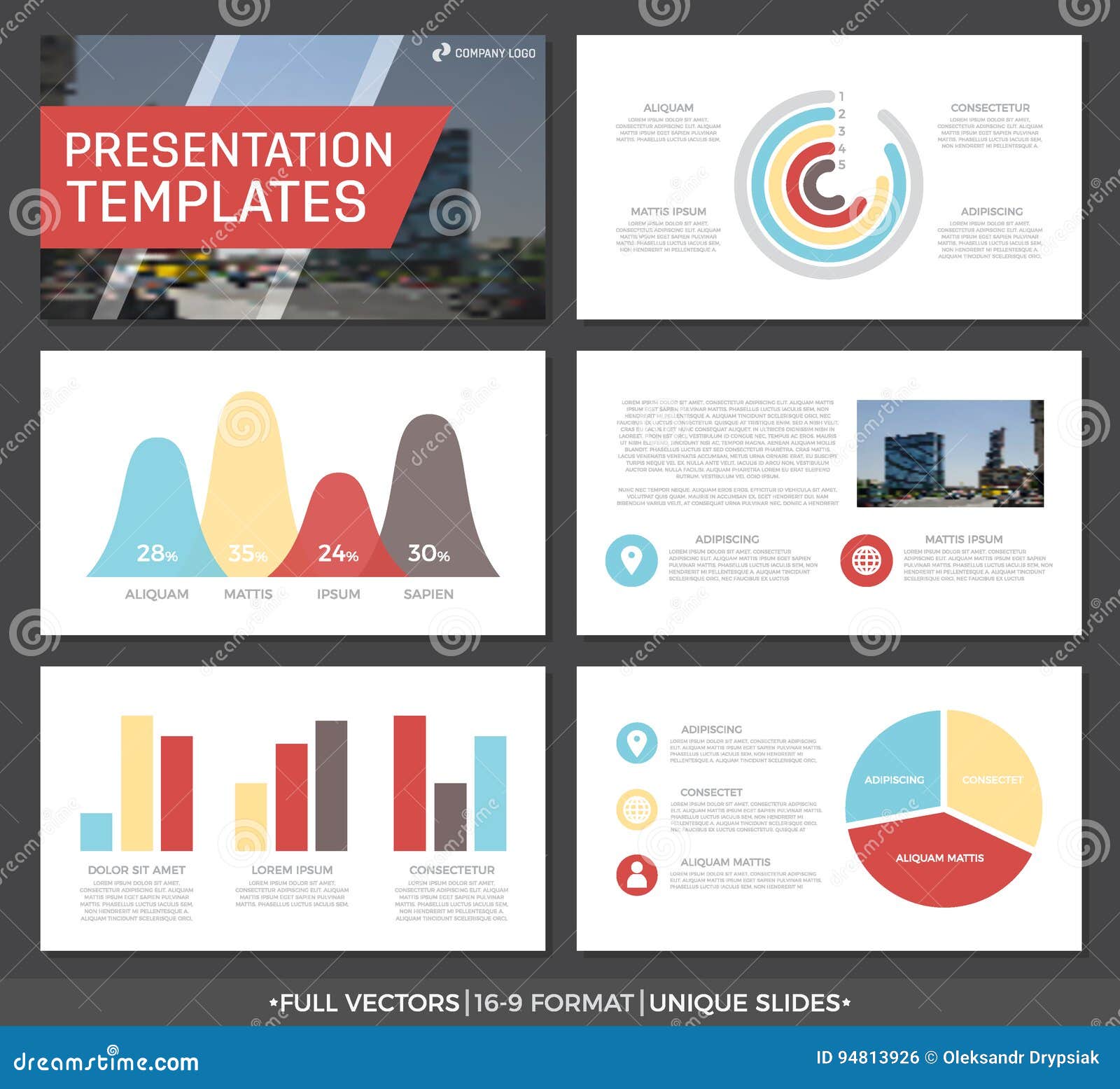 Set of Blue, Yellow and Red Elements for Multipurpose Presentation ...