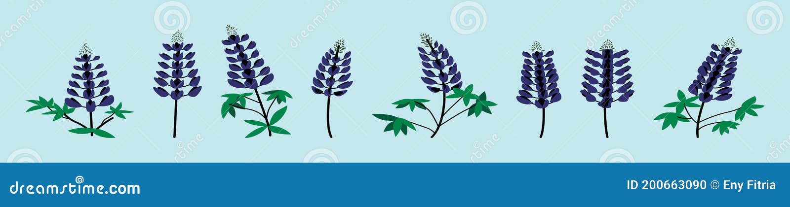 Set Of Bluebonnet Cartoon Icon Design Template With Various Models ...