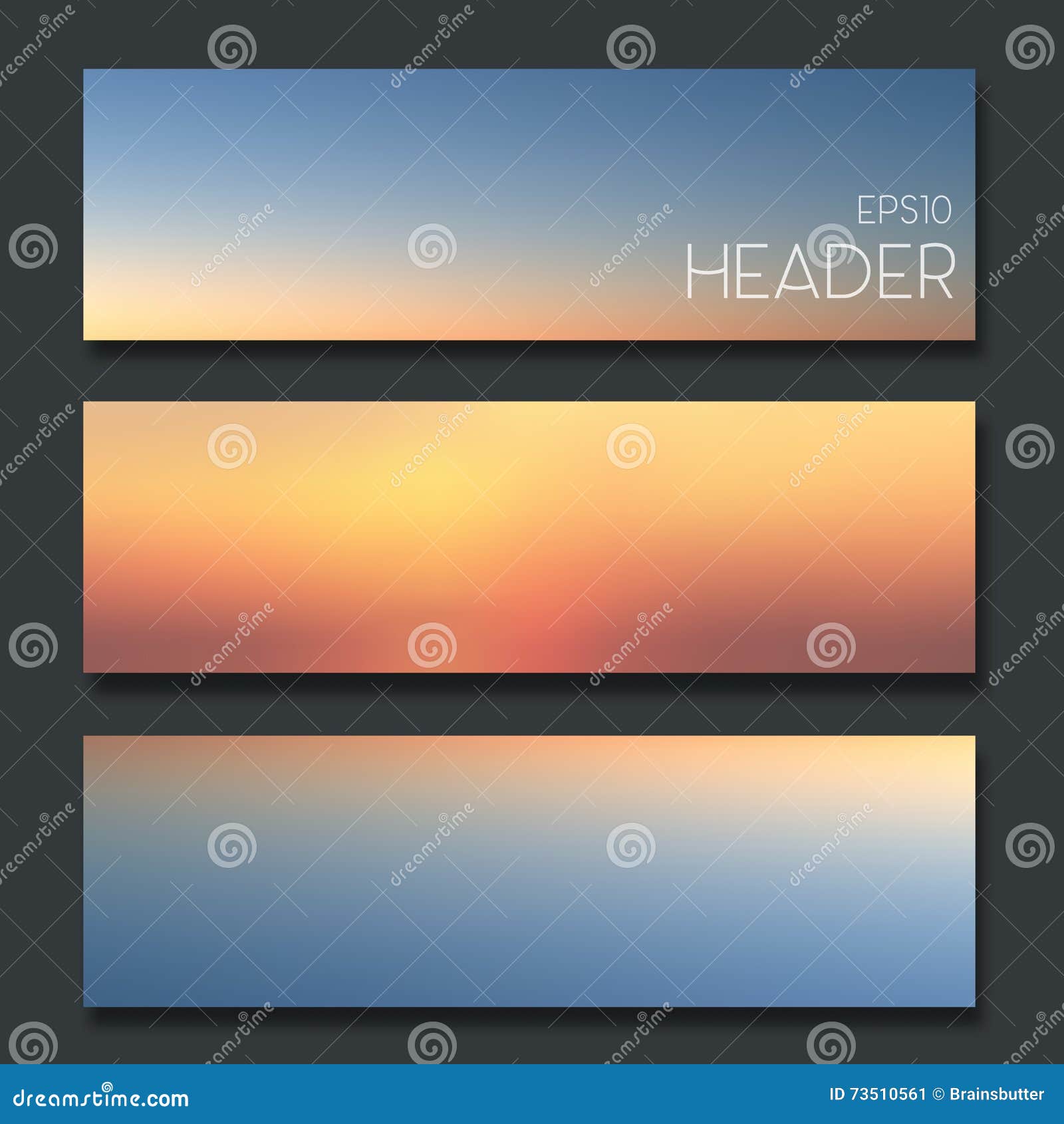 Set of Blurred Headers. Web Design or App Design Elements. Vector ...