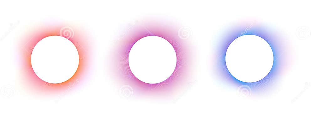Set of Blurry Round Frames. Circle Shapes with Colorful Soft Gradient ...