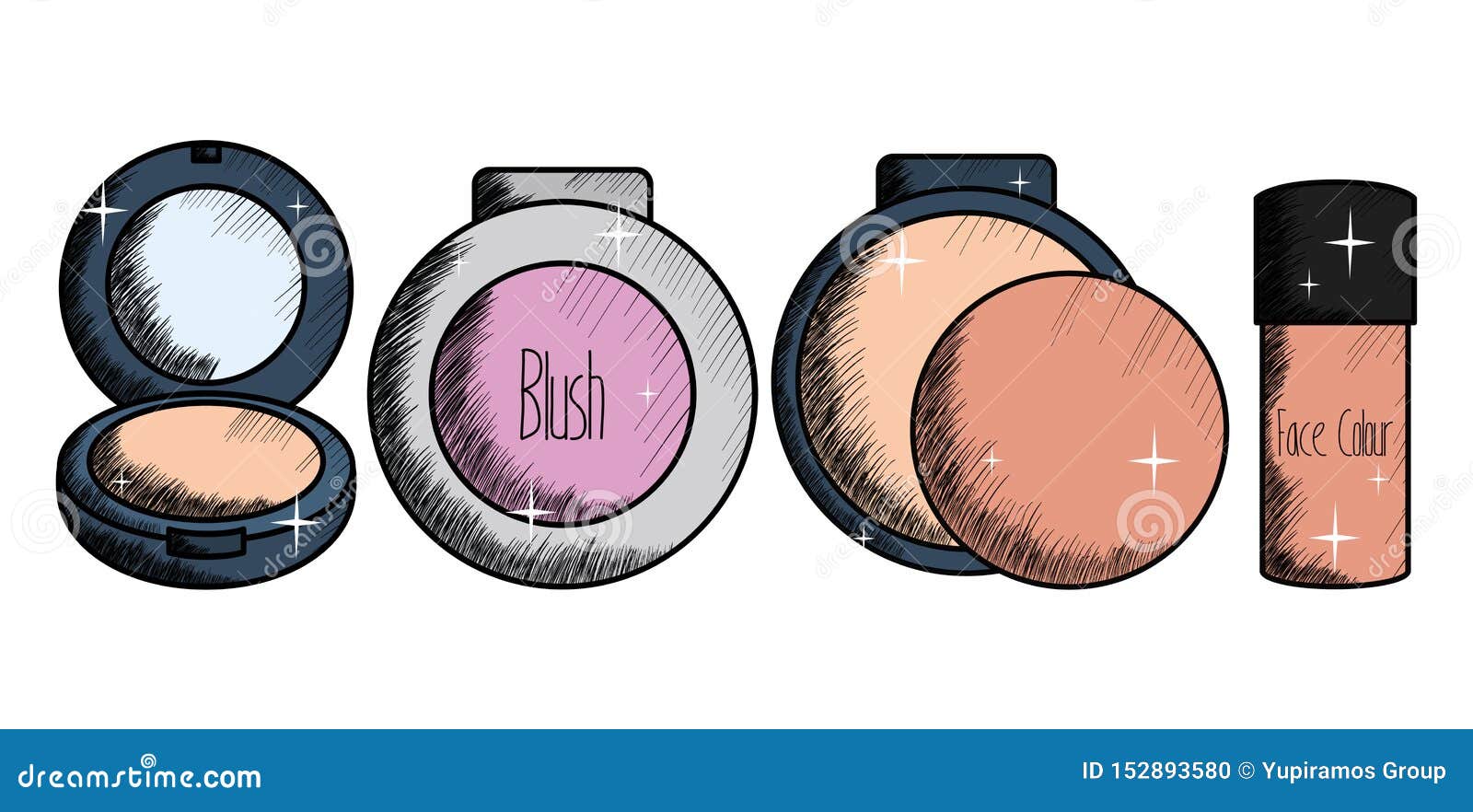 Set of Blush Make Up Drawing Stock Vector - Illustration of isolated ...