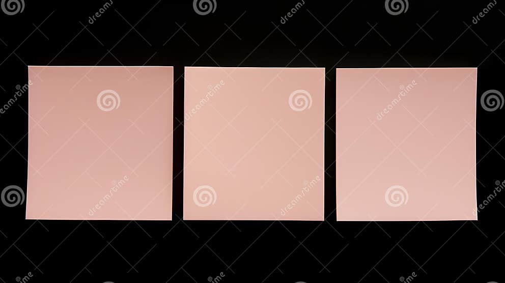 Set of Blush Square Paper Notes on a Black Background. Brainstorming ...